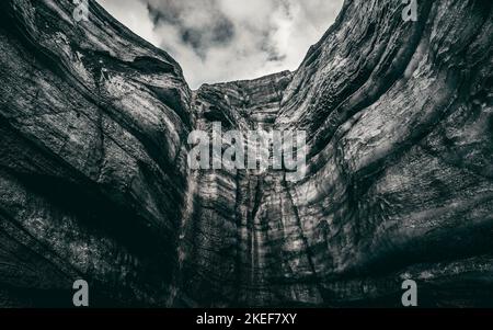 A minimalistic grayscale of the rock formations at the Katla volcano ...