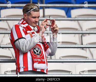 Cardiff, UK. 12th Nov, 2022. Chris Basham of Sheffield Utd celebrates ...