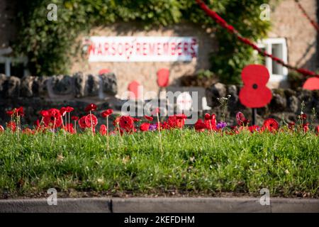 Market Warsop, UK. 12th Nov, 2022. Homemade red poppies and life size ...