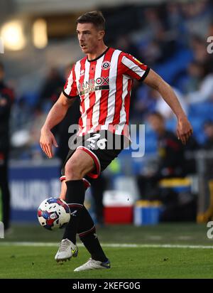 Cardiff, UK. 12th Nov, 2022. Chris Basham of Sheffield Utd celebrates ...