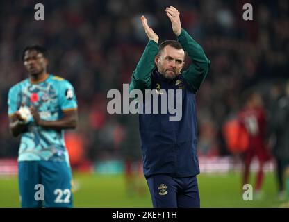 Southampton manager Nathan Jones applauds the fans following the ...