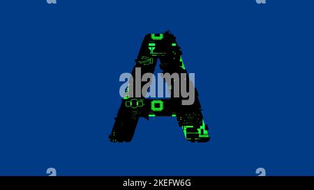 - high tech cyber punk black and green font on blue, isolated - object ...