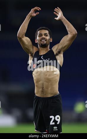 Cardiff, UK. 12th Nov, 2022. Chris Basham of Sheffield Utd celebrates ...
