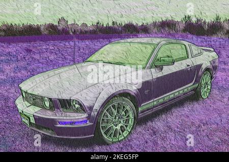 Ford Mustang vintage classic car, illustration Stock Photo - Alamy