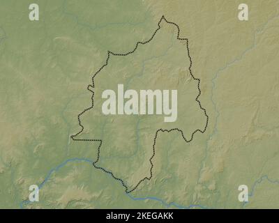 Ouaka, prefecture of Central African Republic. Elevation map colored in ...