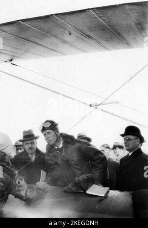A 1928 aviation image of Charles Lindbergh at the San Diego Air and ...