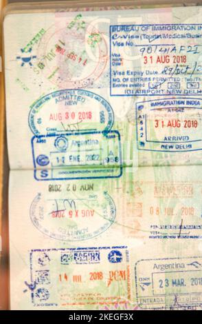 Immigration entry stamps for the United States of America ( USA ) on a ...