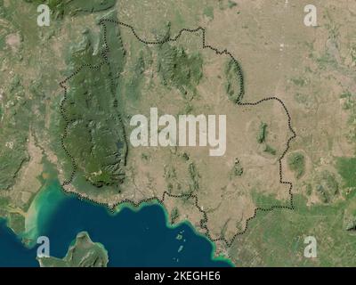 Kampot, province of Cambodia. Low resolution satellite map. Locations ...