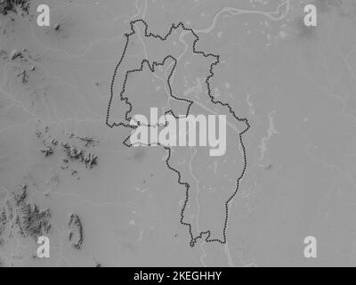 Kandal, province of Cambodia. Grayscale elevation map with lakes and ...