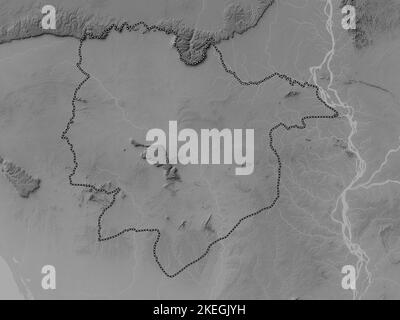 Preah Vihear, province of Cambodia. Grayscale elevation map with lakes ...