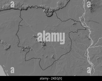 Preah Vihear, province of Cambodia. Bilevel elevation map with lakes and rivers. Locations of ...