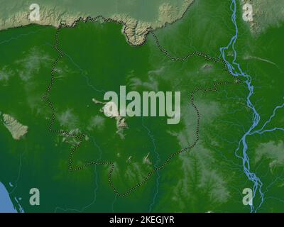 Preah Vihear, province of Cambodia. Colored elevation map with lakes ...