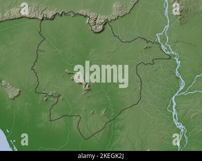Preah Vihear, province of Cambodia. Colored elevation map with lakes ...