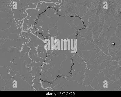 Prey Veng, province of Cambodia. Bilevel elevation map with lakes and ...