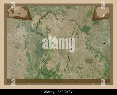 Prey Veng, province of Cambodia. Low resolution satellite map. Corner ...