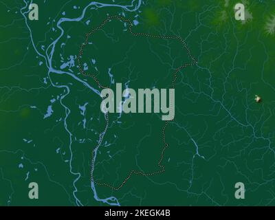 Prey Veng, province of Cambodia. Colored elevation map with lakes and ...