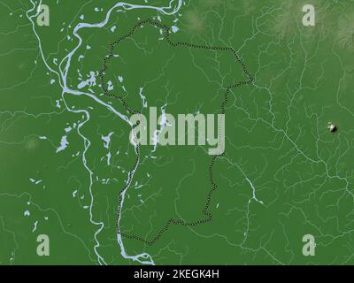 Prey Veng, province of Cambodia. Colored elevation map with lakes and ...