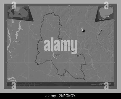 Svay Rieng, province of Cambodia. Bilevel elevation map with lakes and ...