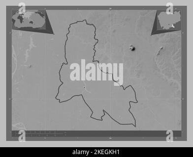 Svay Rieng, province of Cambodia. Elevation map colored in sepia tones ...