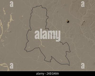 Svay Rieng, province of Cambodia. Colored elevation map with lakes and ...