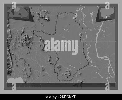 Takev, province of Cambodia. Bilevel elevation map with lakes and ...