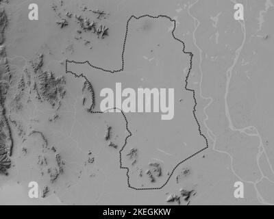 Takev, province of Cambodia. Grayscale elevation map with lakes and ...