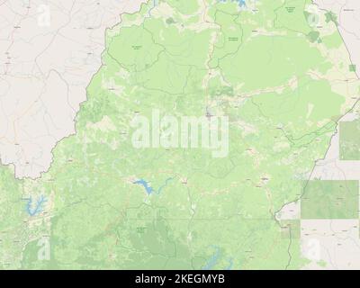 Adamaoua, region of Cameroon. Open Street Map. Locations and names of ...