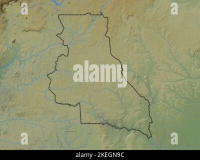 Est, region of Cameroon. Elevation map colored in wiki style with lakes ...