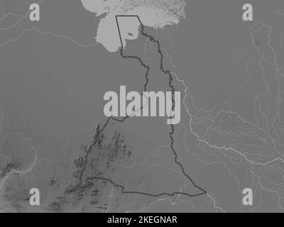 Nord, region of Cameroon. Grayscale elevation map with lakes and rivers ...