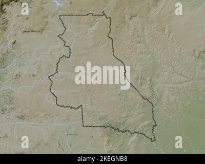 Est, region of Cameroon. Colored elevation map with lakes and rivers ...