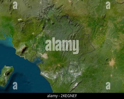 Littoral, region of Cameroon. Low resolution satellite map. Corner ...