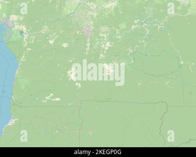 Sud, region of Cameroon. Open Street Map. Locations of major cities of ...