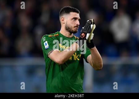 Wladimiro Falcone of US Lecce gestures during the Serie A football ...