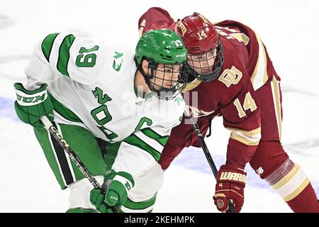 Denver Pioneers forward Rieger Lorenz (14) scores the final goal in the ...