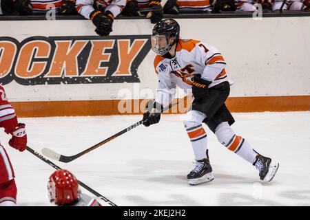 November 12, 2022: RIT Tigers forward Tanner Andrew (7) skates in the ...
