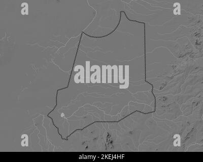 Batha, region of Chad. Bilevel elevation map with lakes and rivers ...