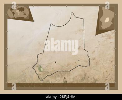 Batha, region of Chad. Low resolution satellite map. Corner auxiliary location maps Stock Photo ...