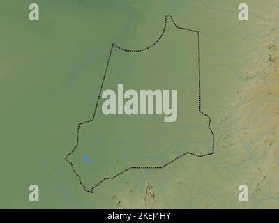 Batha, region of Chad. Colored elevation map with lakes and rivers ...