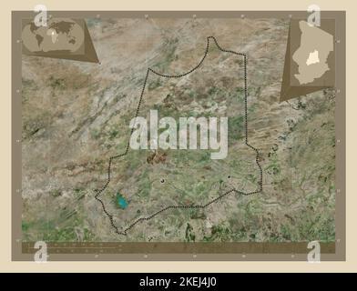 Batha, region of Chad. High resolution satellite map. Corner auxiliary ...