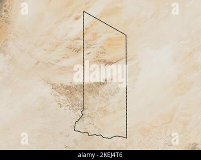Ennedi Est, region of Chad. Low resolution satellite map. Locations and ...