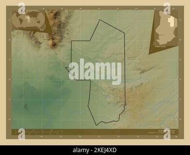 Ennedi Ouest, region of Chad. Elevation map colored in wiki style with ...