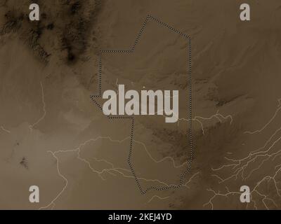 Ennedi Ouest, region of Chad. Colored elevation map with lakes and ...