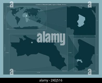 Hadjer-Lamis, region of Chad. Solid color shape. Locations and names of ...