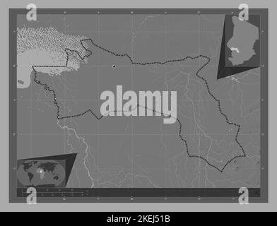 Hadjer-Lamis, region of Chad. Bilevel elevation map with lakes and ...