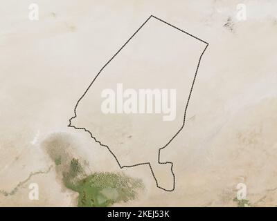 Kanem, region of Chad. Low resolution satellite map. Locations and names of major cities of the ...
