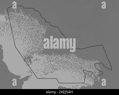 Lac, region of Chad. Grayscale elevation map with lakes and rivers ...
