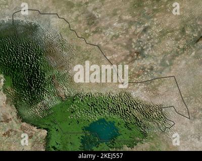 Lac, region of Chad. High resolution satellite map. Locations and names ...