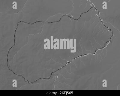 Logone Occidental, region of Chad. Grayscale elevation map with lakes ...