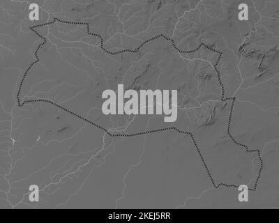 Sila, region of Chad. Grayscale elevation map with lakes and rivers ...