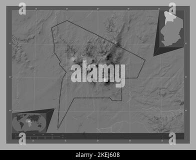 Tibesti, region of Chad. Bilevel elevation map with lakes and rivers ...